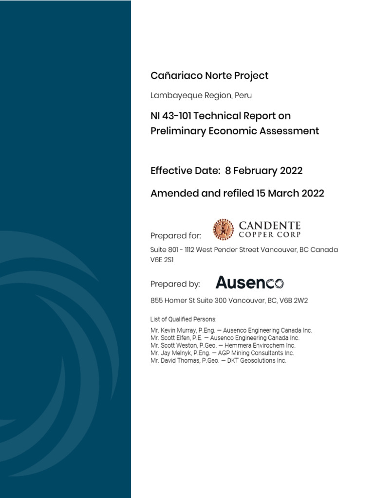 Cañariaco Norte Project | Download Free PDF | Mining | Civil Engineering