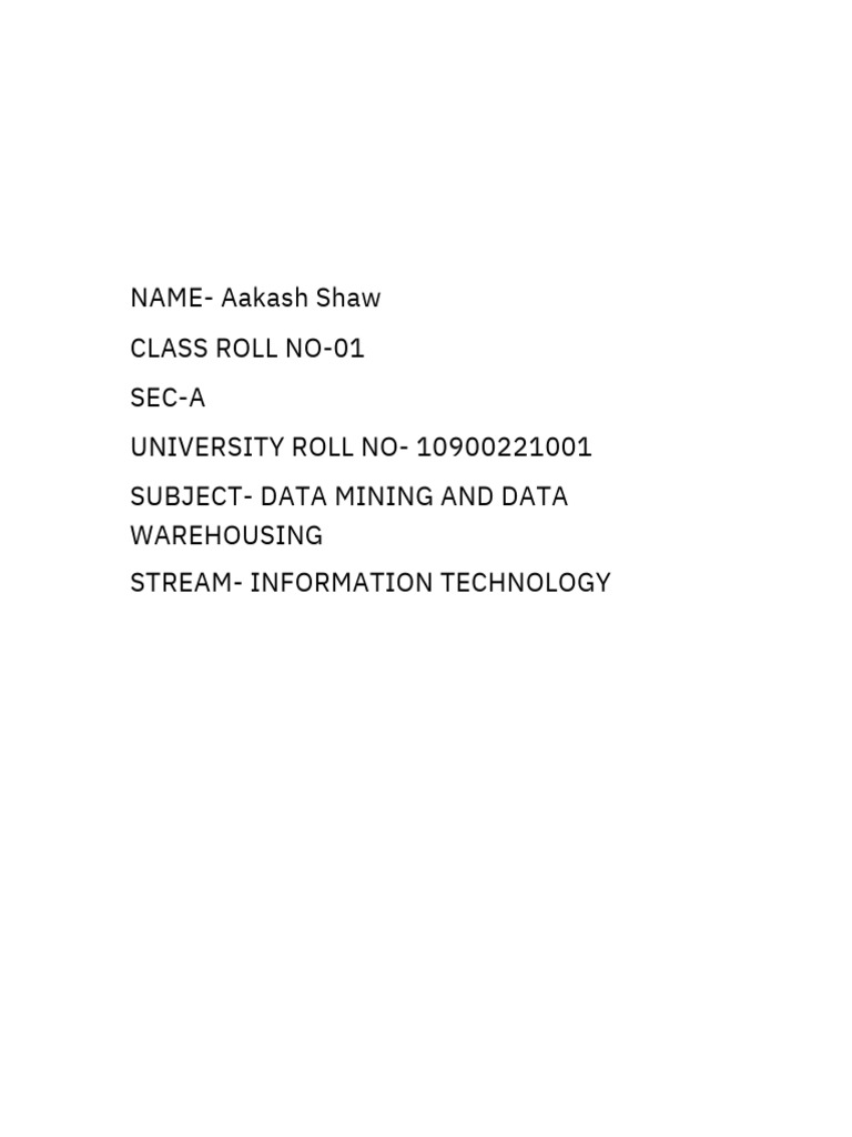 Aakash Shaw-DWDM2024 PDF | PDF | Data | Information Retrieval
