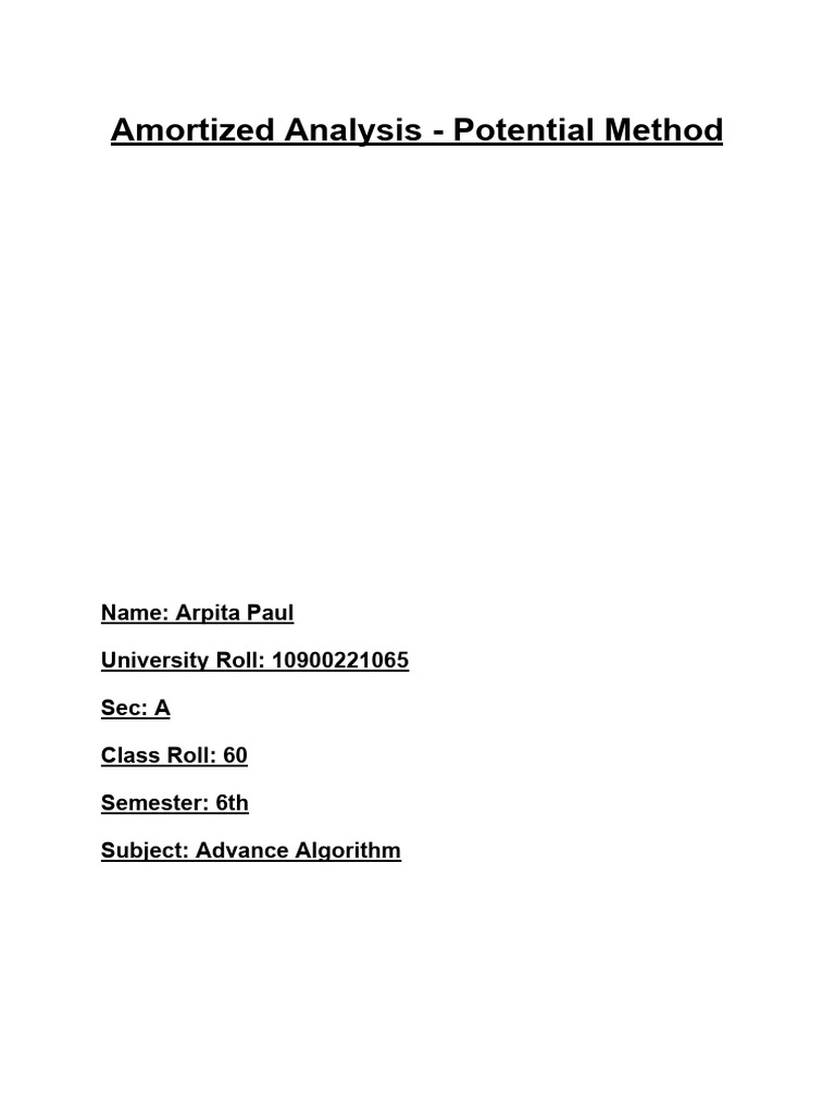 Amortized Analysis - Potential Method | PDF | Applied Mathematics | Algorithms And Data Structures