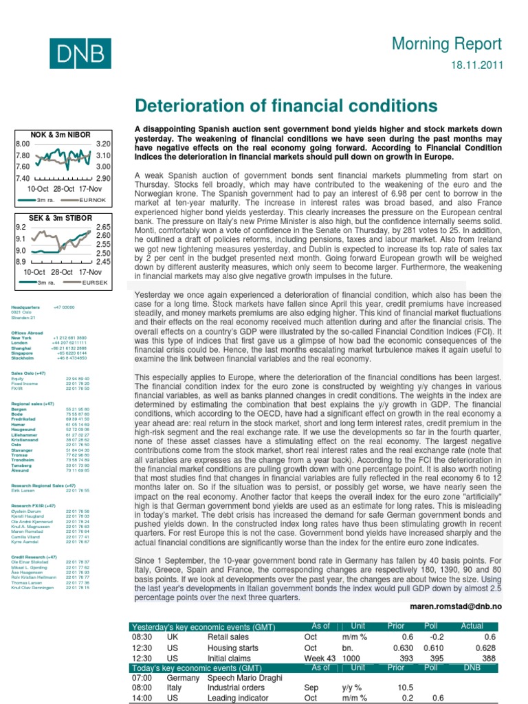 Deterioration of Financial Conditions: Morning Report | PDF | Financial ...