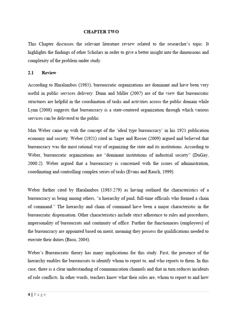 Chapter 2 LITERATURE REVIEW | PDF | Bureaucracy | Max Weber