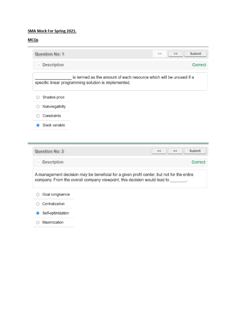 Mock and Past Papers Descriptive Questions SMA | PDF | Linear ...