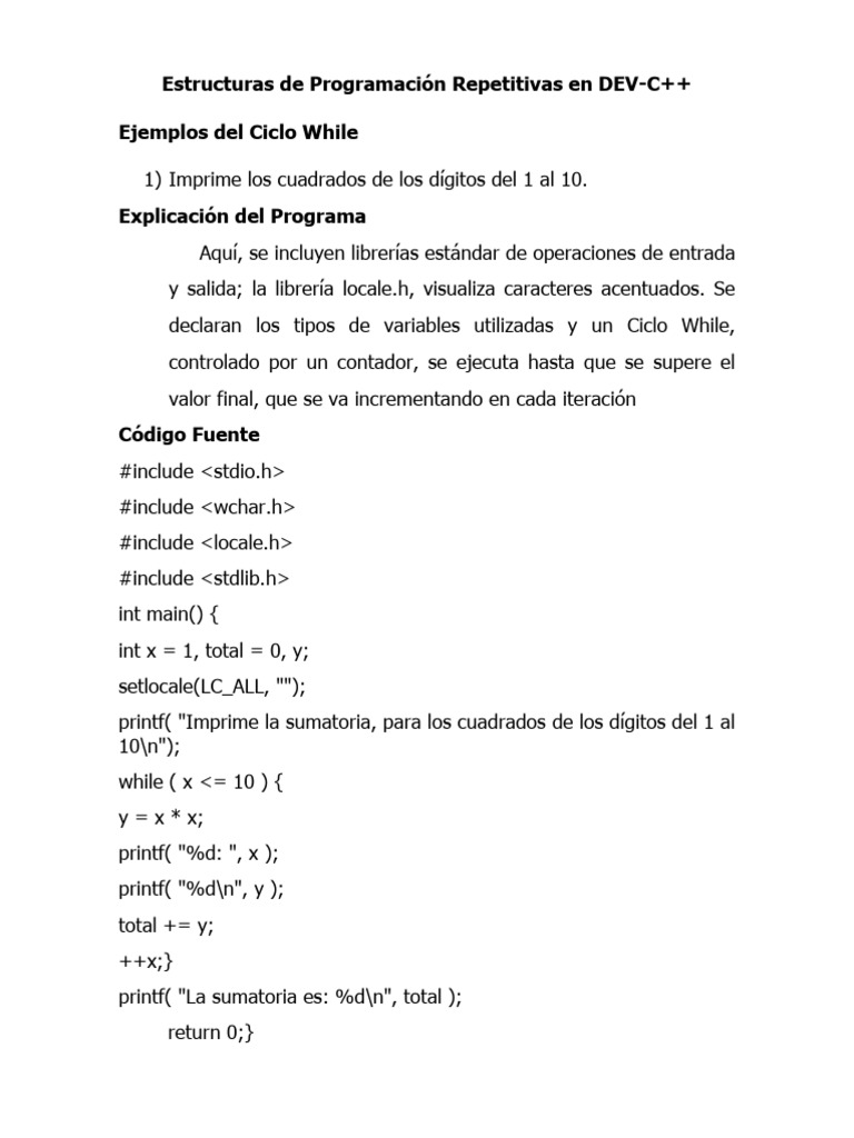 Estructuras de Programación Repetitivas en DEV | PDF | Ingeniería ...