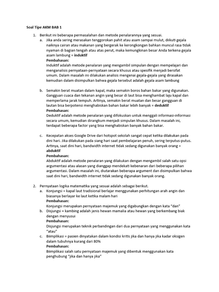 Soal Tipe AKM BAB 1 | PDF