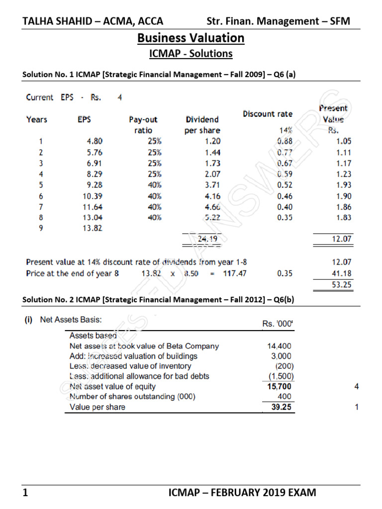Business Valuation - Solution | PDF | Accounting