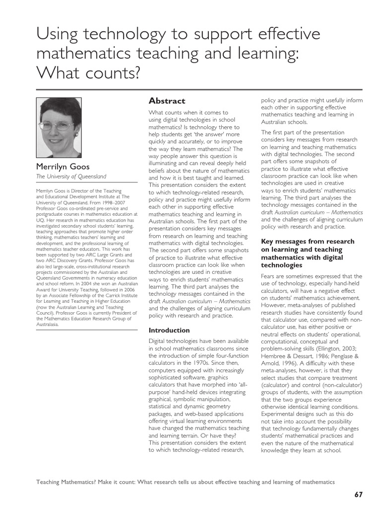 Using Technology To Support Effective Mathematics Teaching and Le | PDF ...