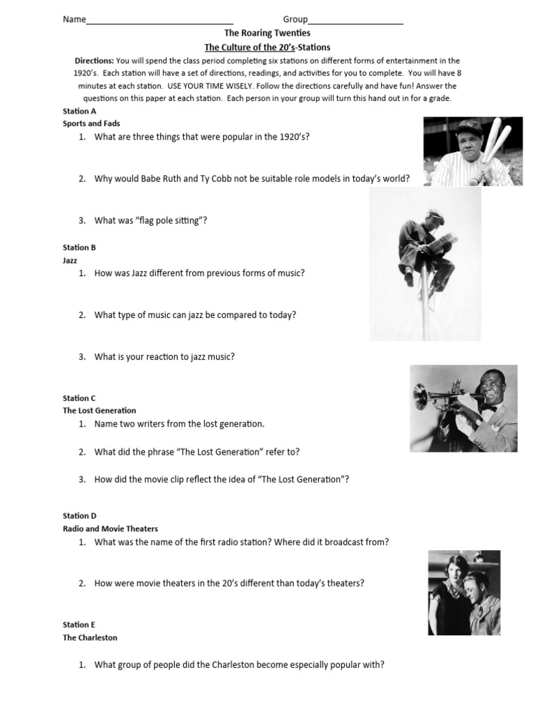 Roaring 20's Stations | Download Free PDF | Harlem Renaissance