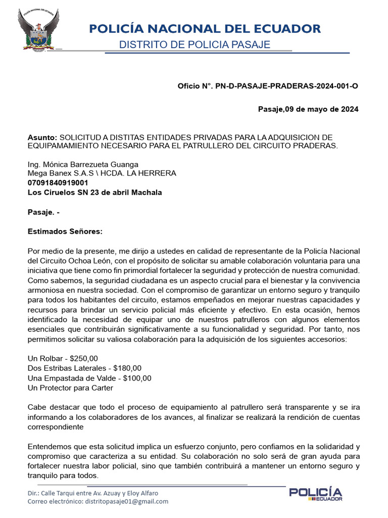 Oficio Solicitud para Vehiculo 1 | Descargar gratis PDF | Policía