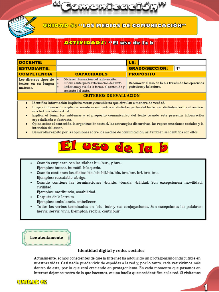 1°act 7 Com U5 Sem 04 - 2023 | PDF | Servicio de redes sociales | Aprendizaje