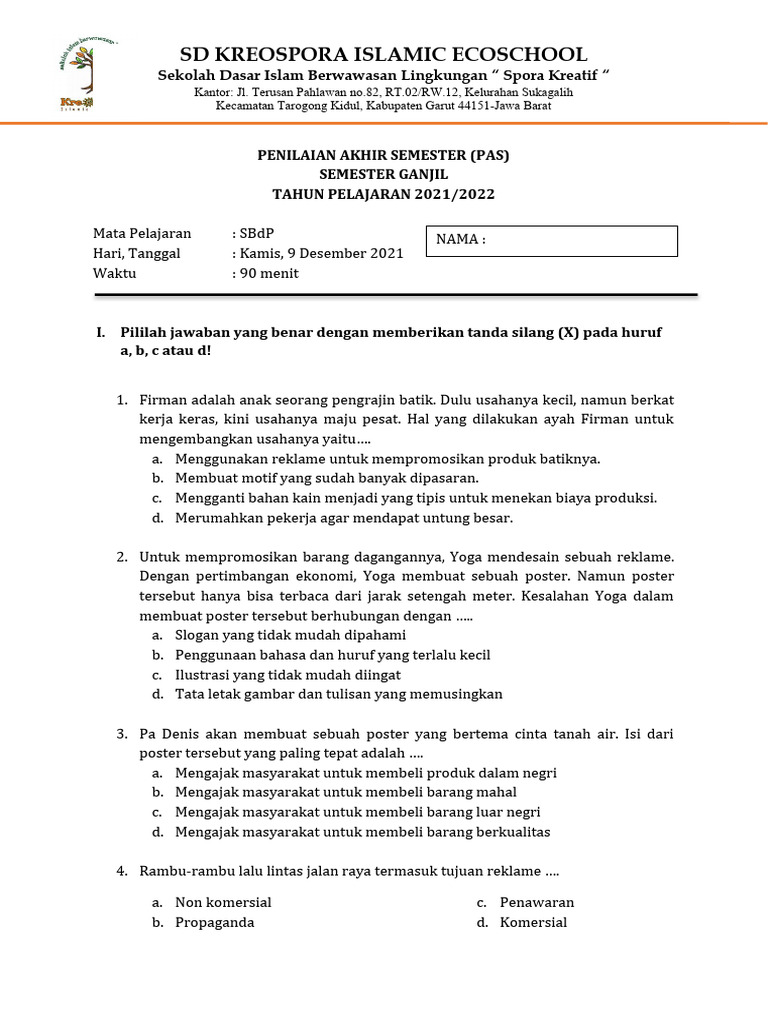 Soal PAS - SBDP | PDF