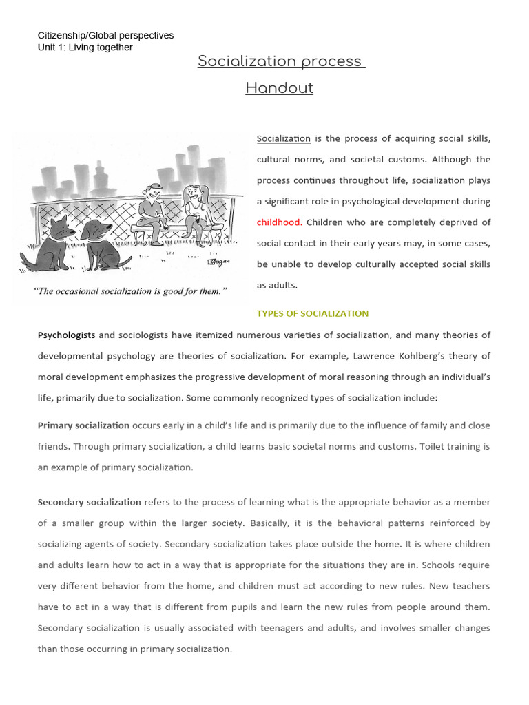 Socialization Process - Handout | PDF | Socialization | Developmental ...