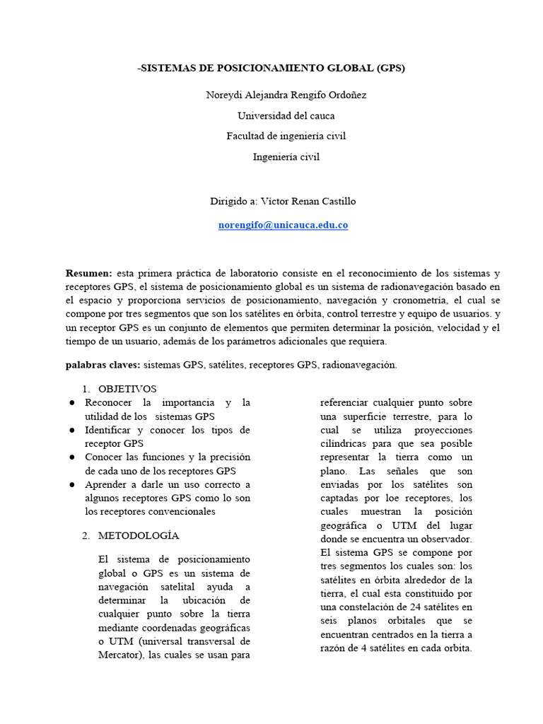Practica 1 Laboratorio de Geomatica | Descargar gratis PDF | Sistema de Posicionamiento Global ...
