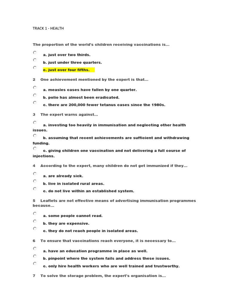 Y10 Listening Practice | Download Free PDF | Vaccines | Recreation