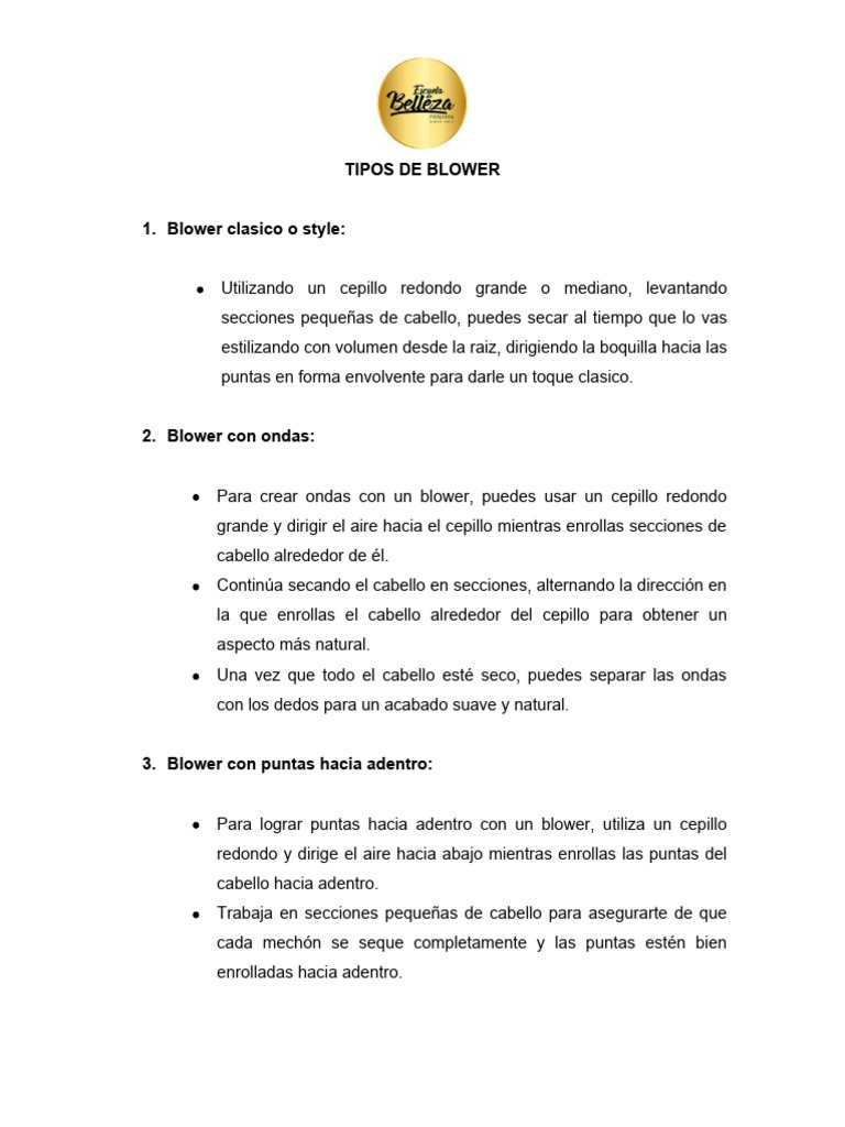 Tecnicas para Realizar Blower | Descargar gratis PDF | Pelo