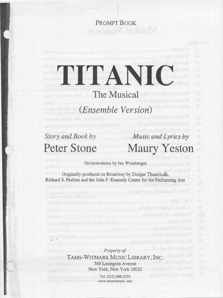 TITANIC Musical Ensemble Script | PDF