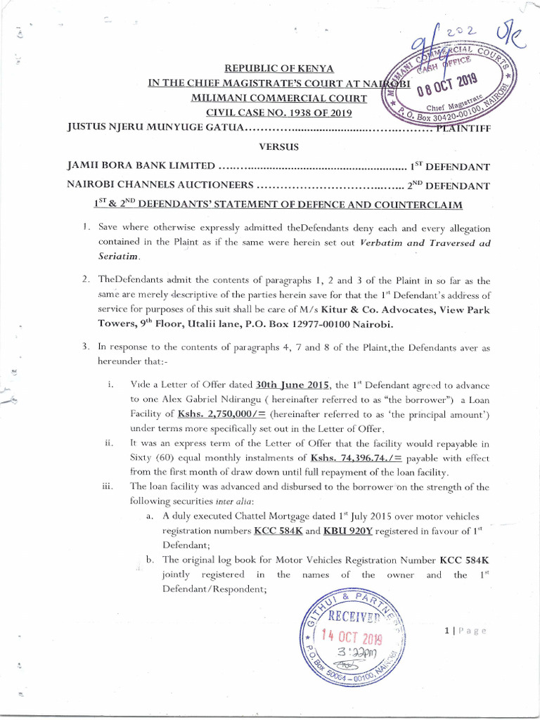 Defence, Counterclaim and Documents - Compressed | PDF