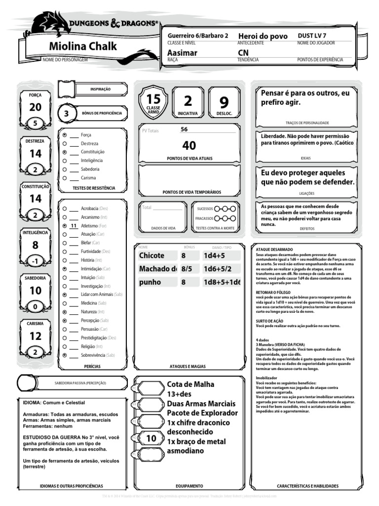 Ficha Dust 1-1 | PDF