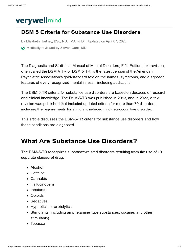 Criterios Dsm-5 TR em Ingles | Download Free PDF | Substance Abuse ...