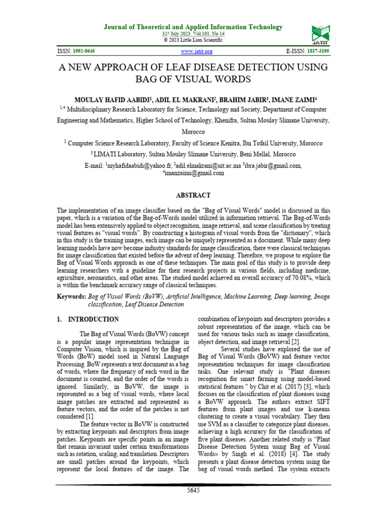 2023 Article Jatit 19Vol101No14-1 | Download Free PDF | Statistical Classification | Artificial ...