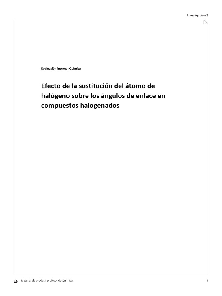 Efecto del Halógeno en Ángulos de Enlace | PDF | Enlace químico ...
