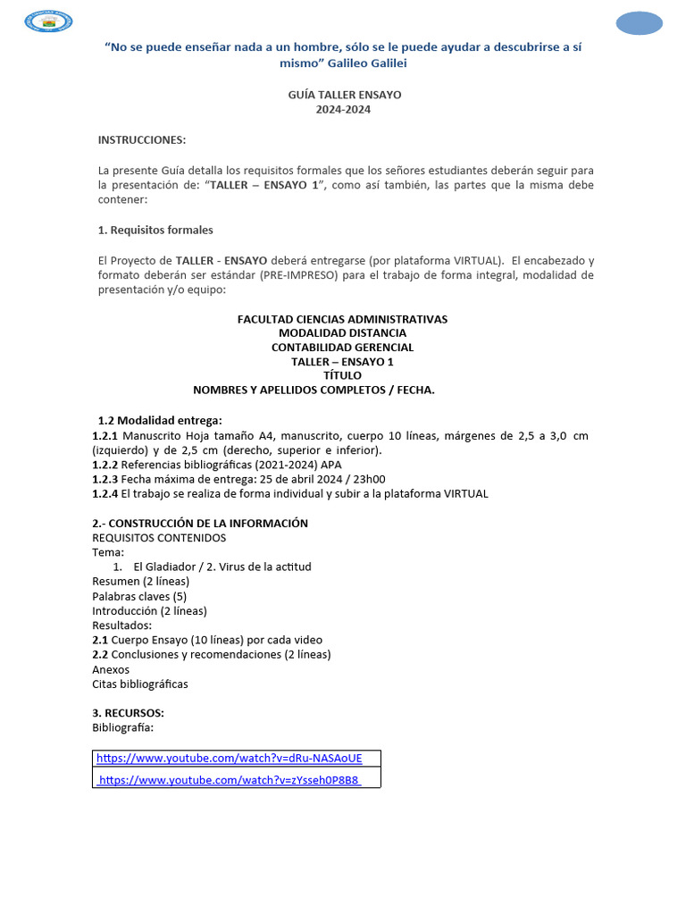 GUÍA TALLER - CGER - CA9-2 - 23-04-24.ok | PDF | Arte