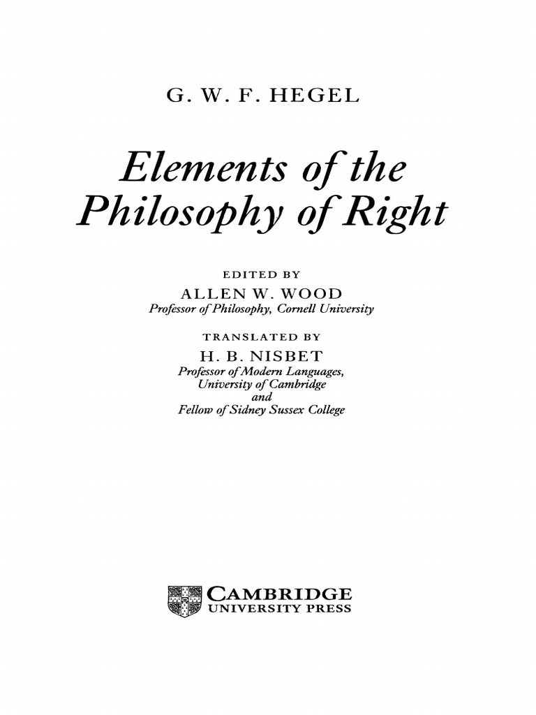 Hegel, G.W.F - Elements of The Philosophy of Right-Cambridge University ...