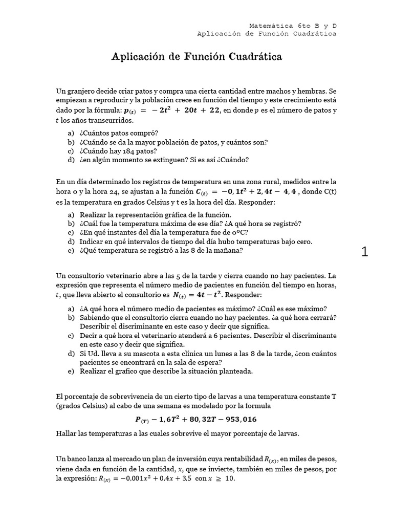 Aplicacion Funcion cuadratica | PDF | Función (Matemáticas) Aplicacion Funcion cuadratica | PDF | Función (Matemáticas)