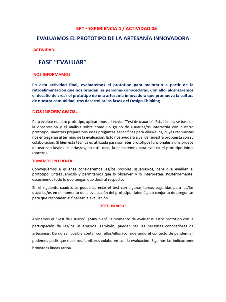 Activida Ept 1 3 y 4 - Experiencia 4 | PDF | Ciencia cognitiva