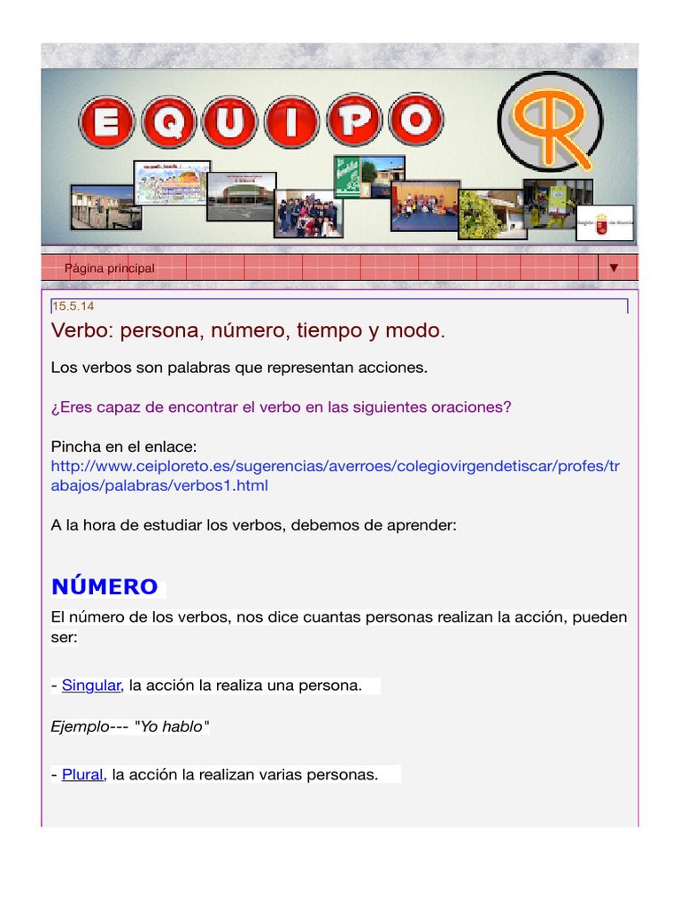 El Blog de Nuestra Clase - Verbo - Persona, Número, Tiempo y Modo ...