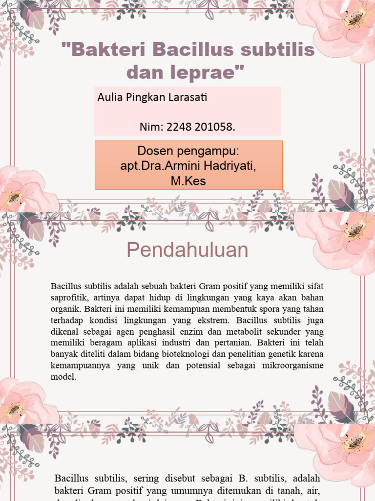 Bakteri Bacillus Subtilis Dan Leprae 3 | PDF | Sains & Matematika