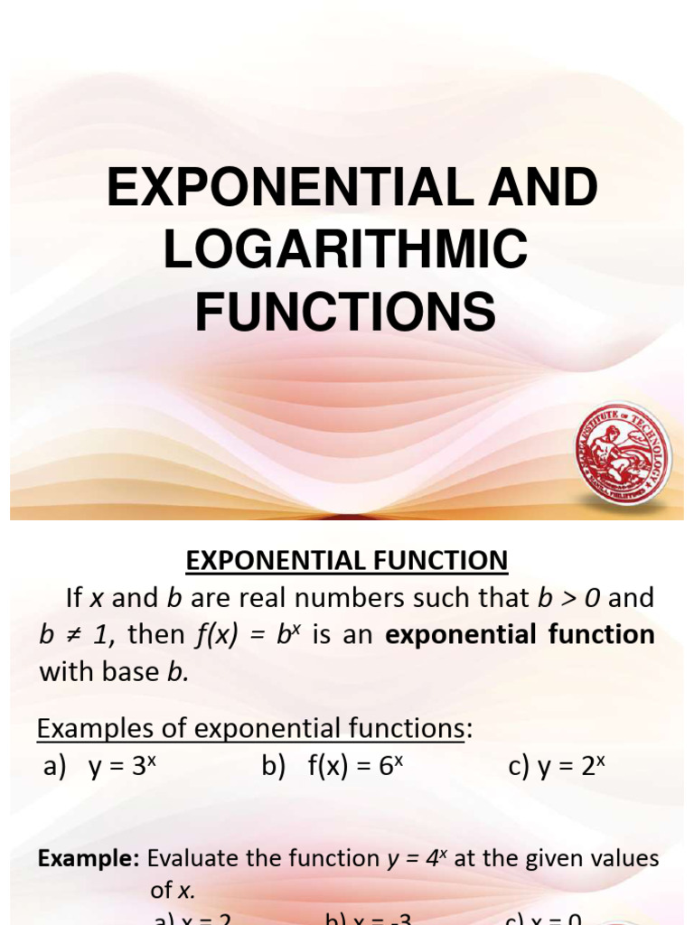 Exponential And Logarithmic Functions 3 Pdf Function Mathematics Exponential Function