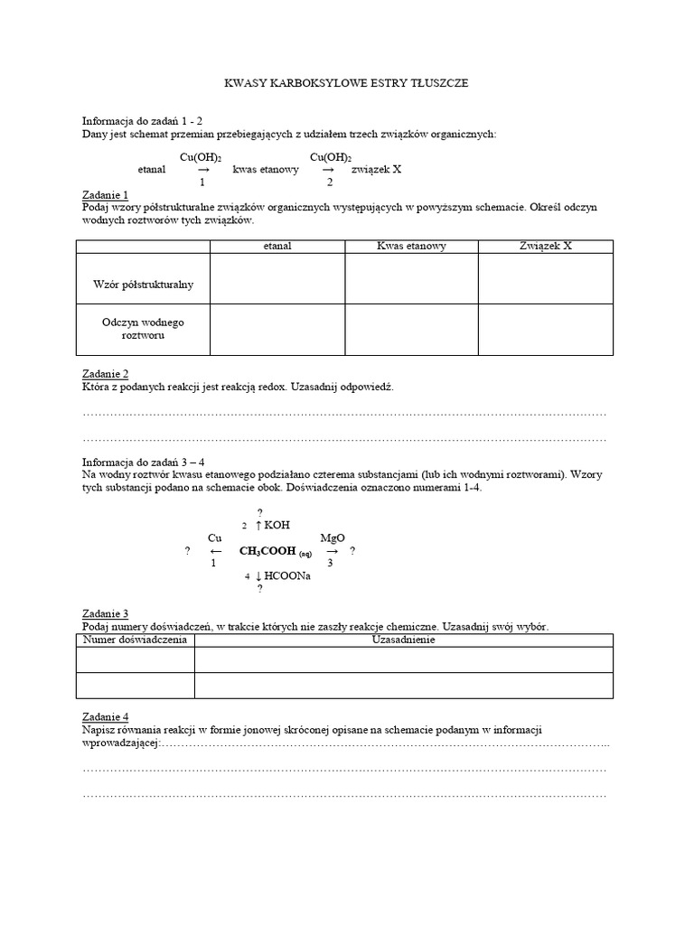 Kwasy Karboksylowe Estry Tå Uszcze Pdf