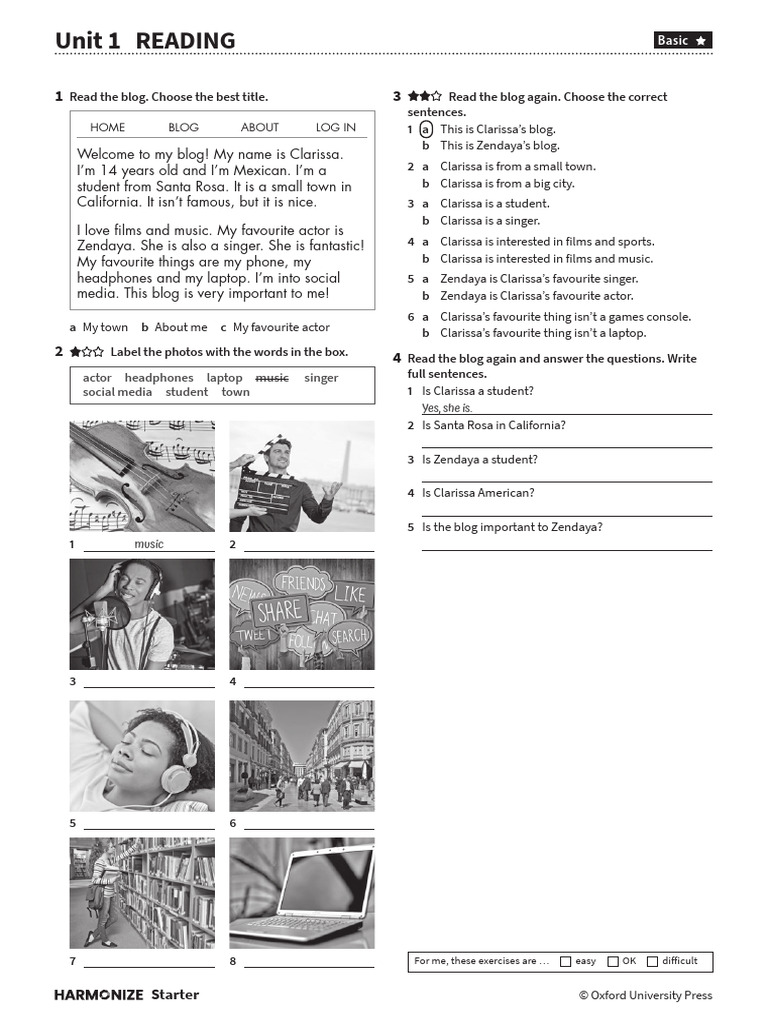 Harmonize ST TRM Reading Unit 1 Worksheets | Download Free PDF | Mass Media