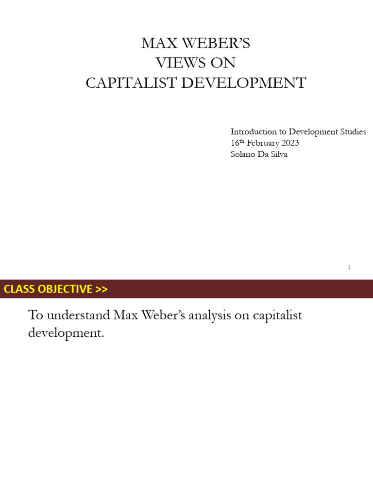 Max Weber on Capitalist Development | PDF | Max Weber | Capitalism