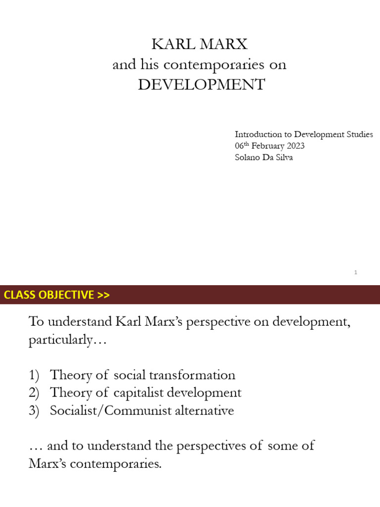 Marx's Theories on Development and Capitalism | PDF | Karl Marx ...