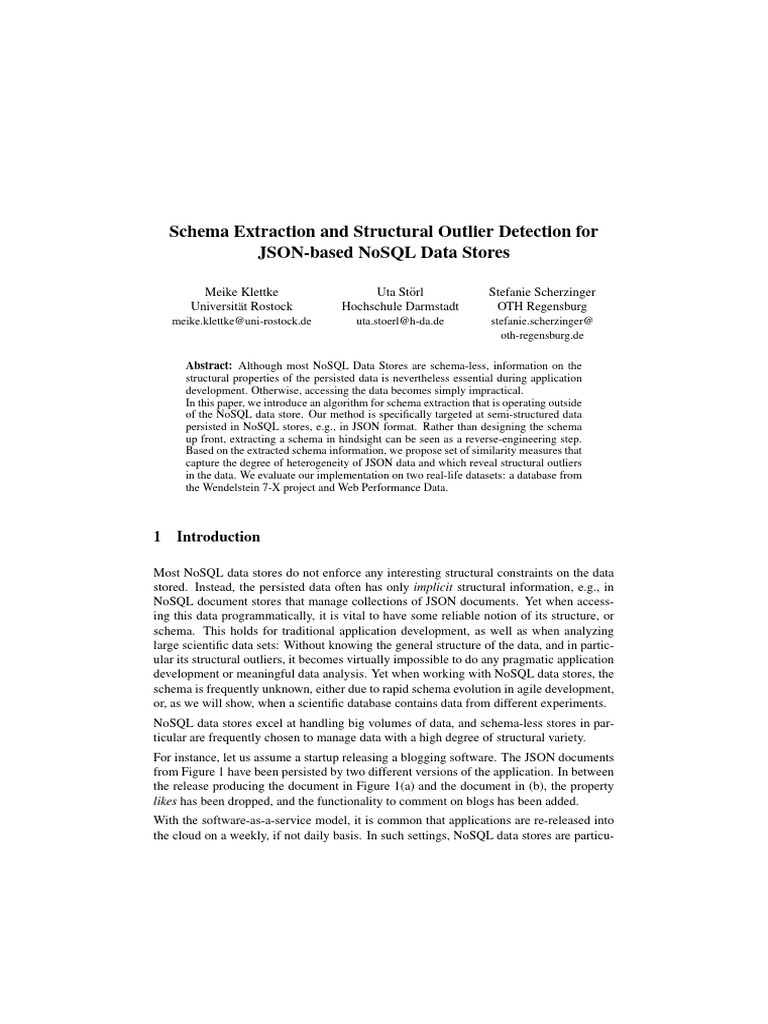 Schema Extraction and Structural Outlier Detection For JSON-based NoSQL ...