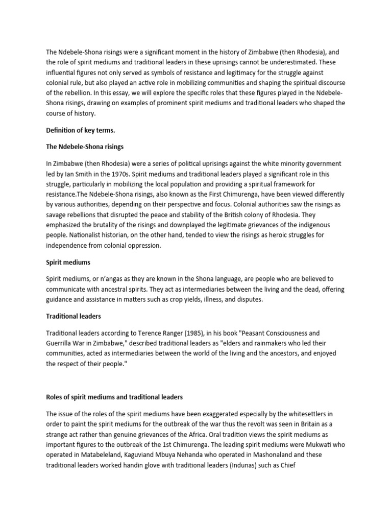 Role of Spirit Mediums and Traditional Leaders Grp4 | PDF | Prophecy