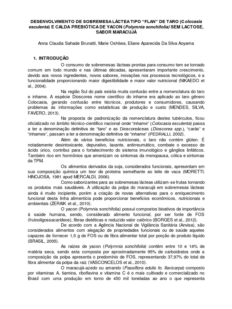 Flan de Taro com Calda de Yacon | PDF | Soja | Leite