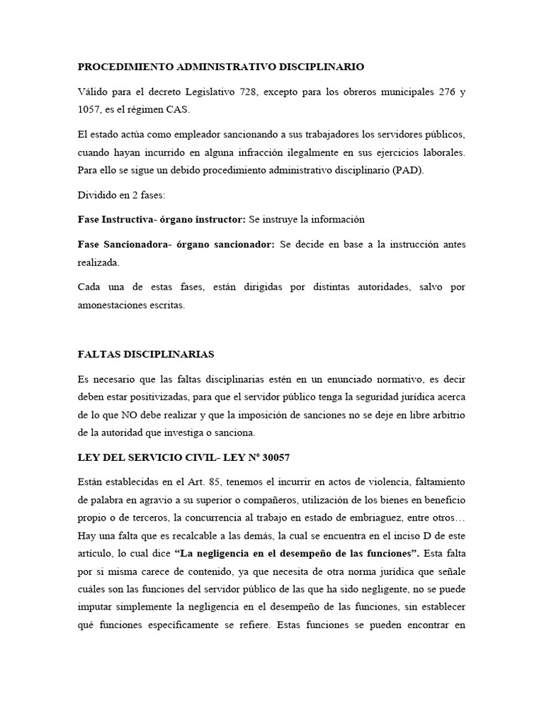 Procedimiento Administrativo Disciplinario | PDF | El proceso de ...