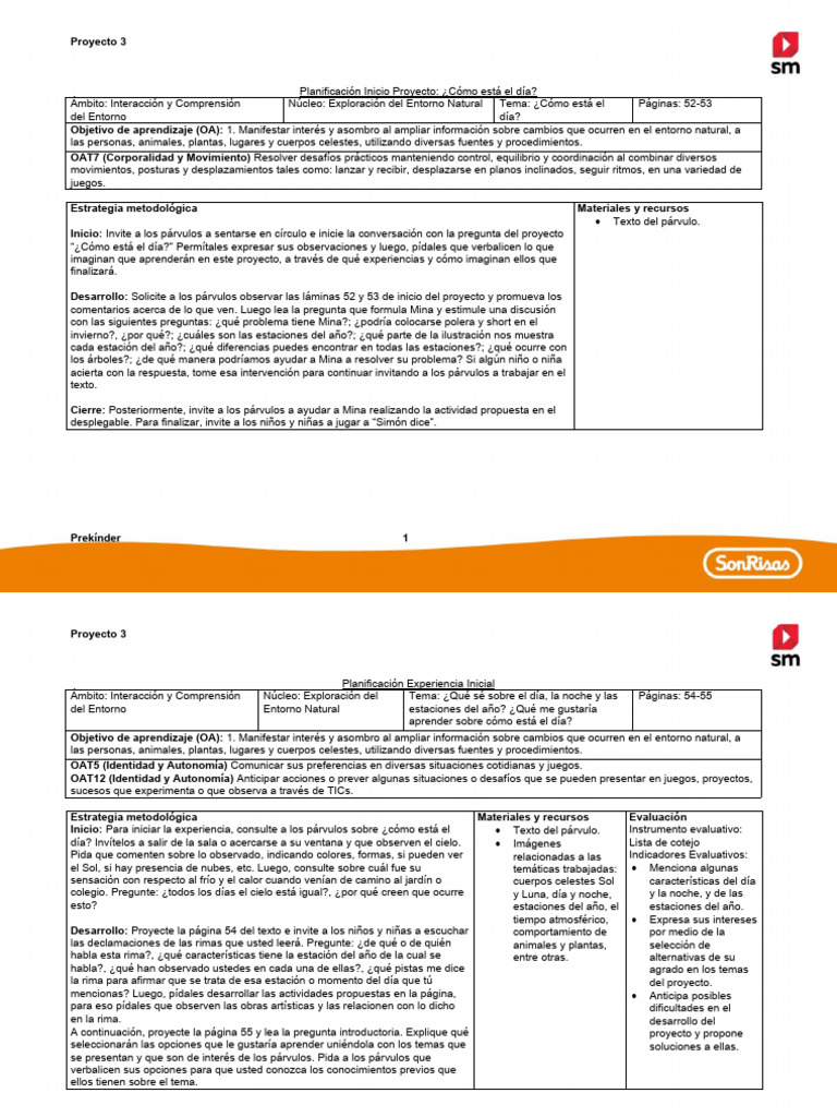 Plan U3 Cie PK | PDF | Educación de la primera infancia | Aprendizaje