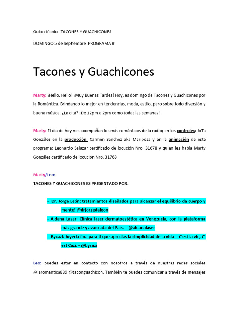 Guion #2 Programa | PDF | Violación