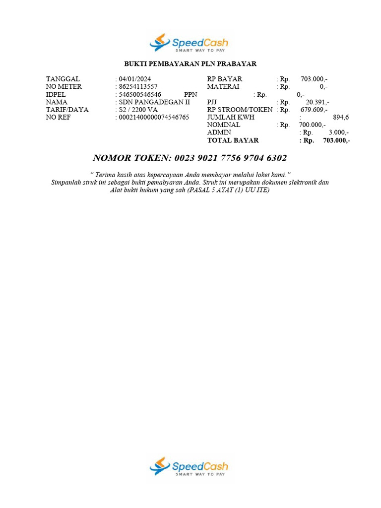 Struk Listrik | PDF