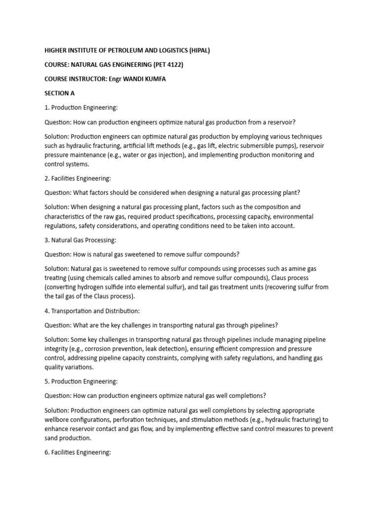 Natural Gas Engineering Techniques | PDF | Natural Gas | Petroleum ...