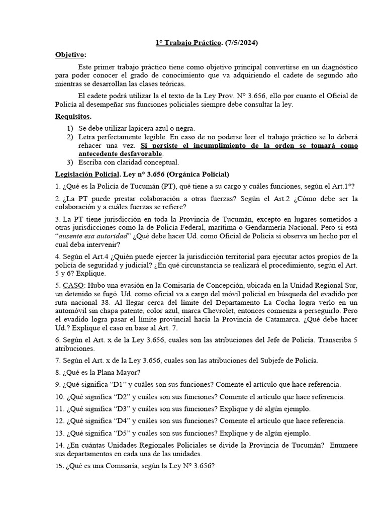 TP1 Der Adm y Leg Polic | PDF | Policía | Gobierno