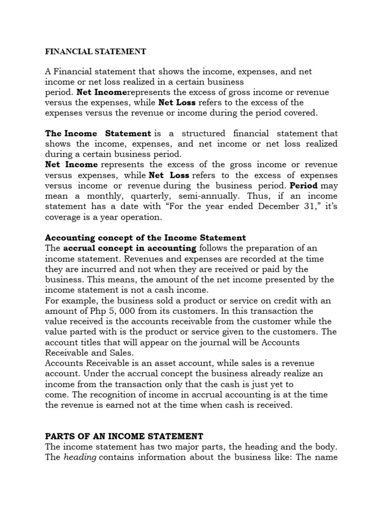 Financial Statement and Accounting Cycle | PDF | Revenue | Income Financial Statement and Accounting Cycle | PDF | Revenue | Income