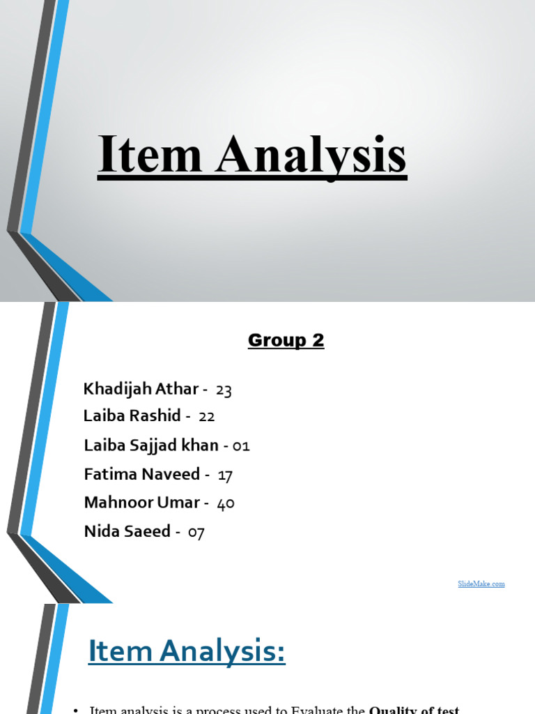 Understanding Item Analysis for Assessments | PDF | Multiple Choice ...
