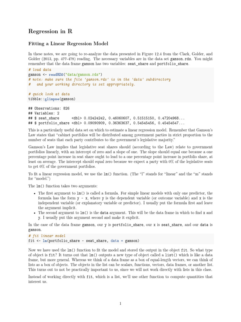 Notes 23 Regression R | Download Free PDF | Dependent And Independent ...