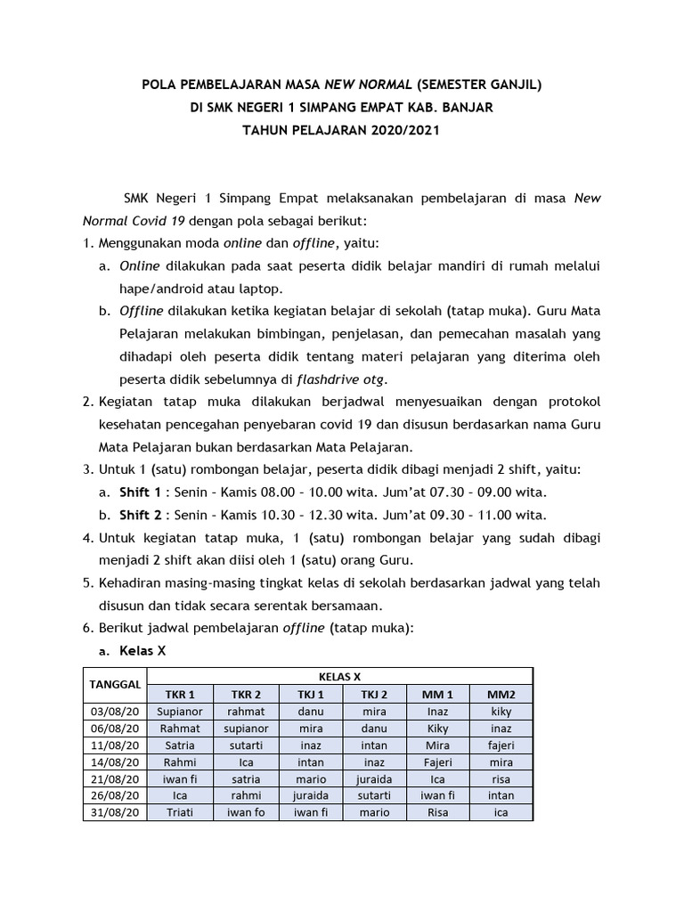Pola Pembelajaran New Normal | PDF