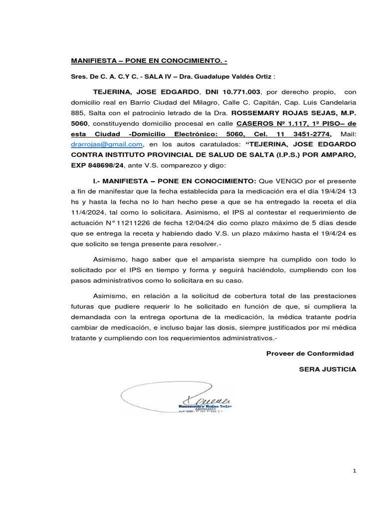 Manifiesta - Pone en Conocimiento | PDF