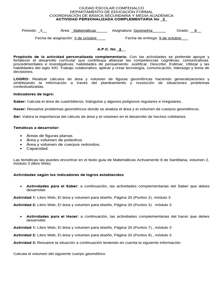 A.P.C. No3 Geometría 8° 2022 Ok | PDF | Geometría | Plagio